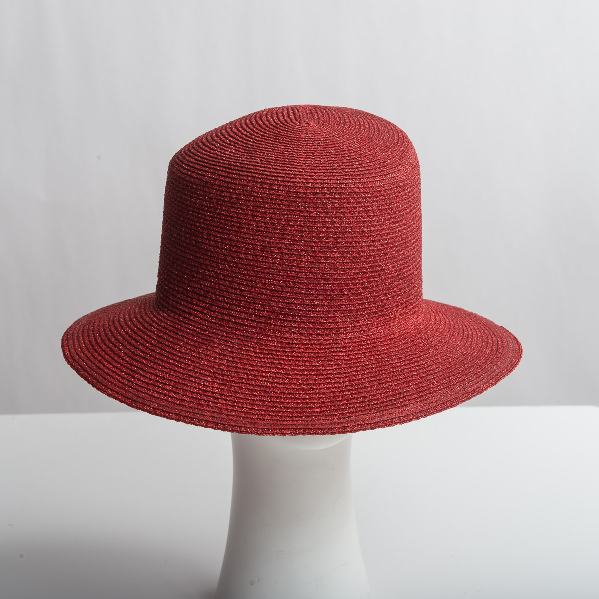 Red Medium Brim Metallic Plain Hats-HK6007-0-12- Sun Yorkos | Zoria