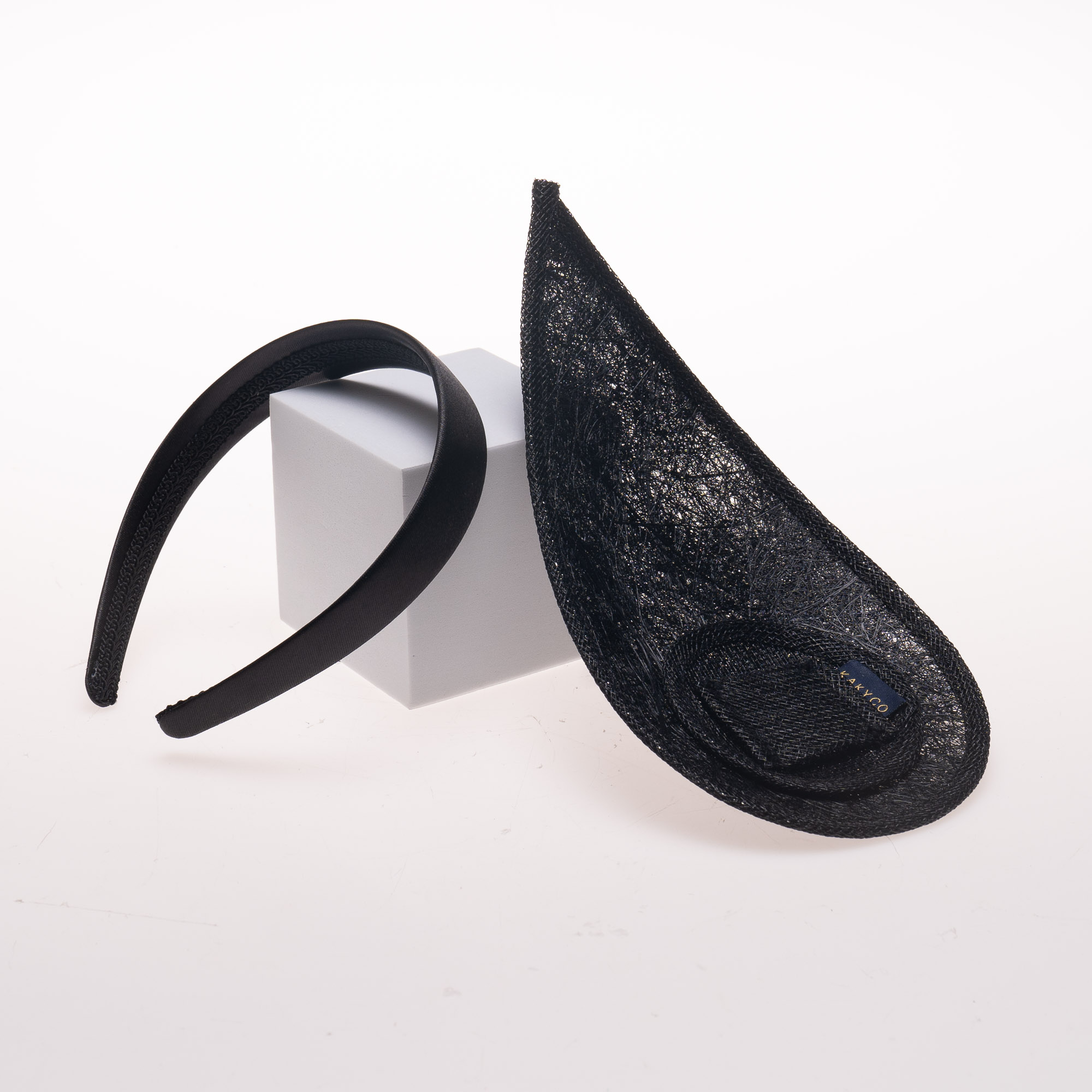Black 10In Teardrop Tufttangled Sinamay Base Headband | SUN YORKOS