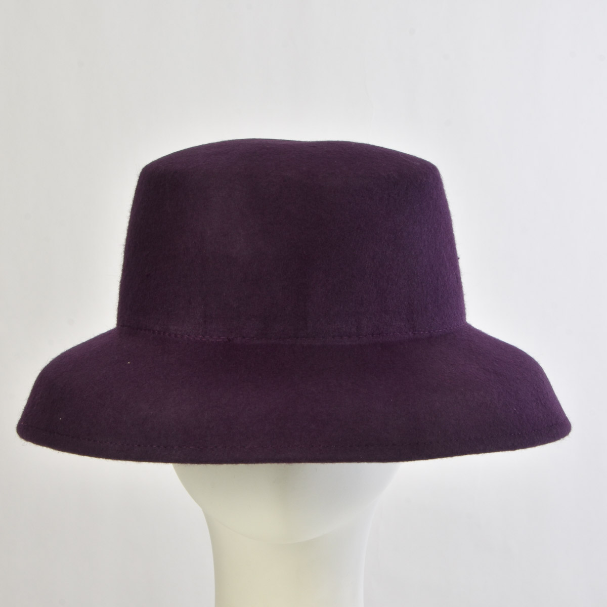Plum Down Kettle Brim Dome Shape Felt Plain Hats-W0125-PLUM- Sun Yorkos ...